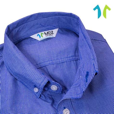 Camisa Empresarial Azul Marino Con Lineas Blancas A Cuadros Mdz Uniformes