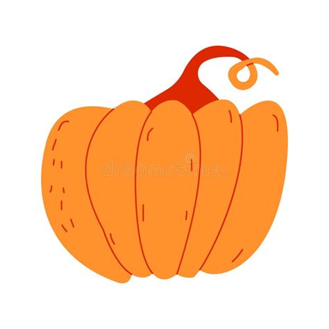 Orange Pumpkin Vector Illustration Autumn Halloween Pumpkin Vegetable