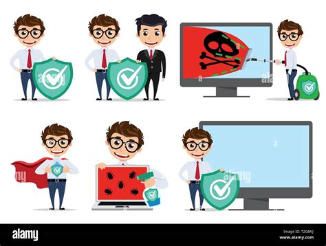 Computer Programmer Vector Character Set Computer Technician Using