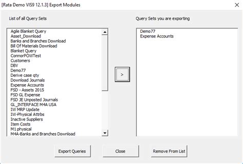 Export Query Sets