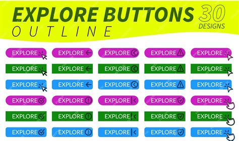Premium Vector Complete Set Of Explore Buttons With Hand Pointer Arrow Pointer And Other