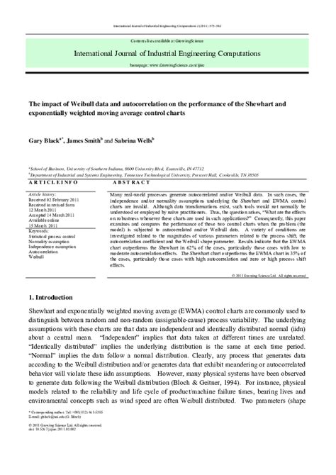Pdf The Impact Of Weibull Data And Autocorrelation On The Performance Of The Shewhart And
