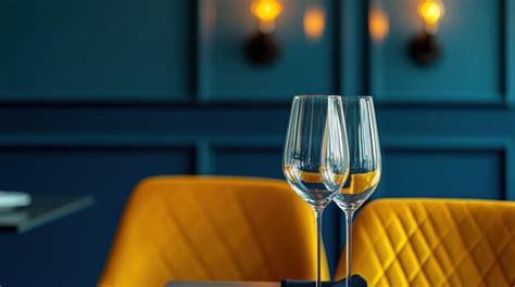 Two Empty Wine Glasses On A Table Premium Ai Generated Image
