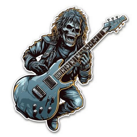 Premium Ai Image Metal Musician Guitar Sticker