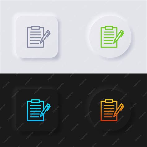 Premium Vector Clipboard Icon Set Multicolor Neumorphism Button Soft