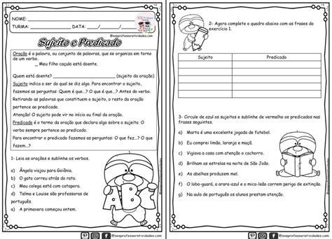 Atividades Sobre Sujeito E Predicado 6 Ano RETOEDU