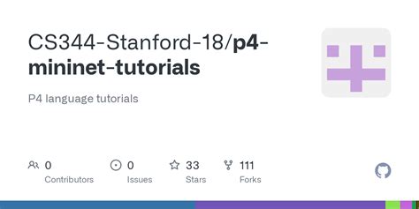 Github Cs344 Stanford 18p4 Mininet Tutorials P4 Language Tutorials