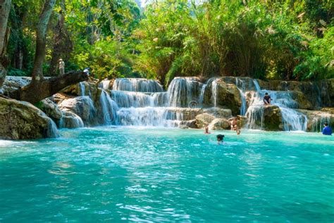 Kuang Si Waterfall Laos Editorial Photo Image Of Landscapes 148970886