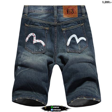 ลดราคาพิเศษ กางเกงยีนส์ขาสั้น Evisu กางเกง Evisu กางเกงขาสั้นชาย Evisu