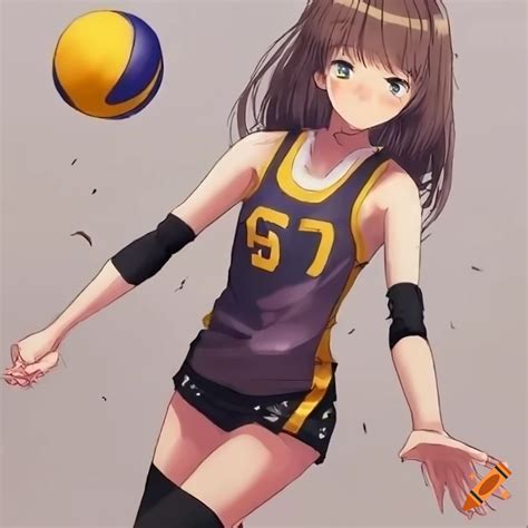 A Anime Girl Playing Voleyball On Craiyon