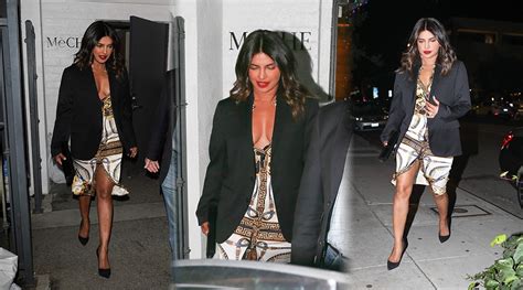 Priyanka Chopra Sexy Boobs In Big Cleavage At Meche Salon In Beverly