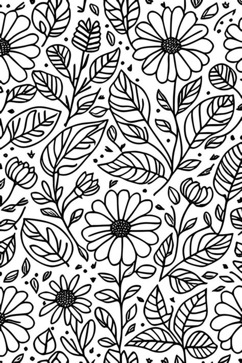 Monochromatic Blossom Doodle Abstract Hand Drawn Vector Pattern 32055312 Vector Art At Vecteezy