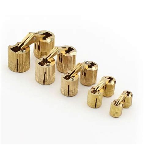 8 16mm Brass Barrel Cabinet Hinge Cylindrical Hidden Concealed