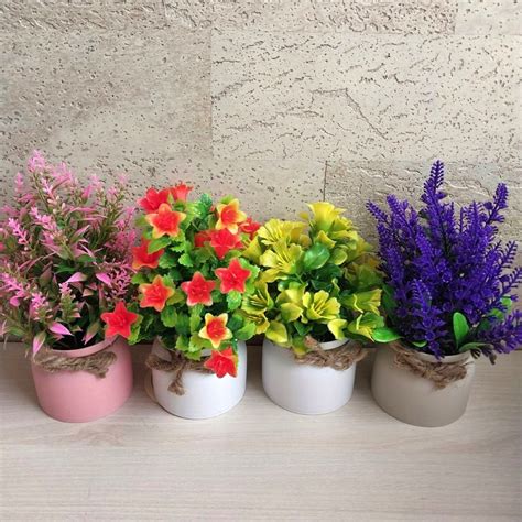 Искусственные цветы в горшках набор декоративных цветов 4 шт купить с доставкой по выгодным