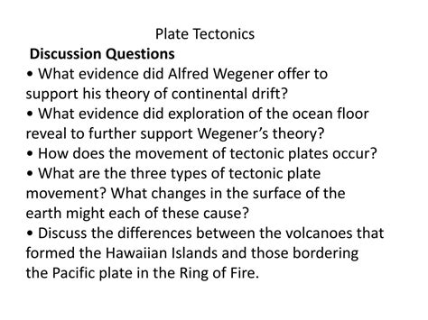 Ppt Plate Tectonics Discussion Questions Powerpoint Presentation Free Download Id 5849331