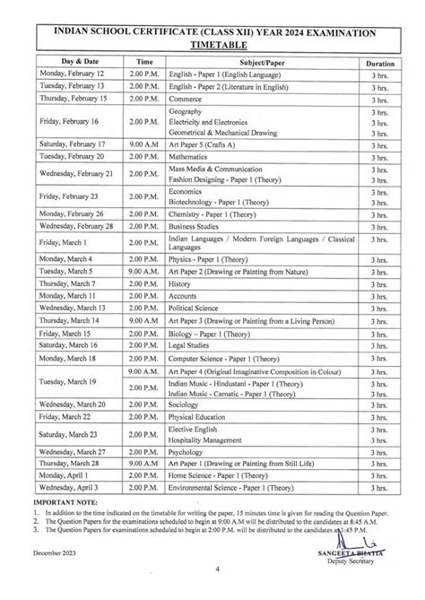 Cisce Date Sheet 2024 Icse 10th Isc 12th Exam Timetable Out At Cisce