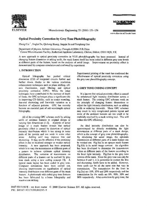 PDF Optical Proximity Correction By Grey Tone Photolithography DOKUMEN TIPS