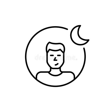 Male User Avatar And Crescent Moon Quiet Mode On Social Media And