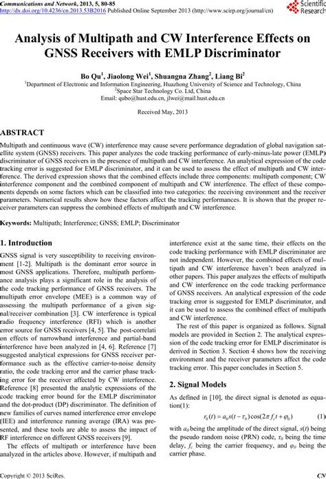 analysis of multipath and cw interference effects on gnss receivers