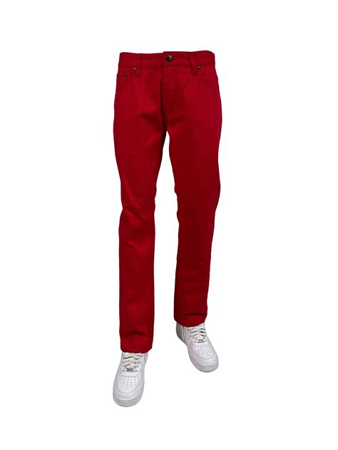 Access Mens Slim Straight Relaxed Fit Twil Pants Red 36x34
