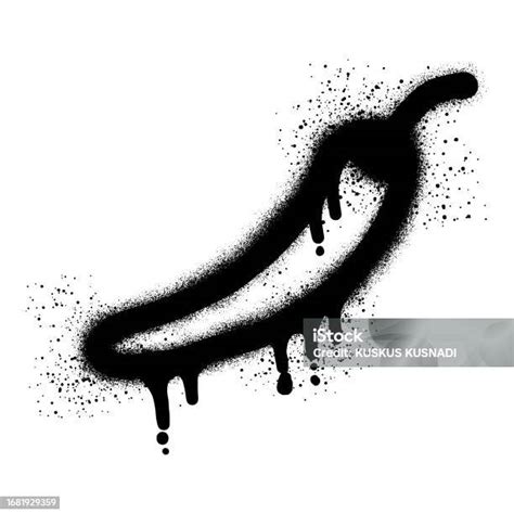 Grafiti Cabai Dengan Cat Semprot Hitam Ilustrasi Stok Unduh Gambar