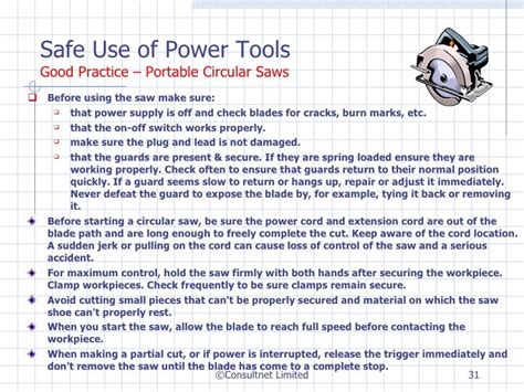 Safe Use Of Power Tools
