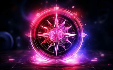 Premium Ai Image Radiant Neon Compass Generative Ai