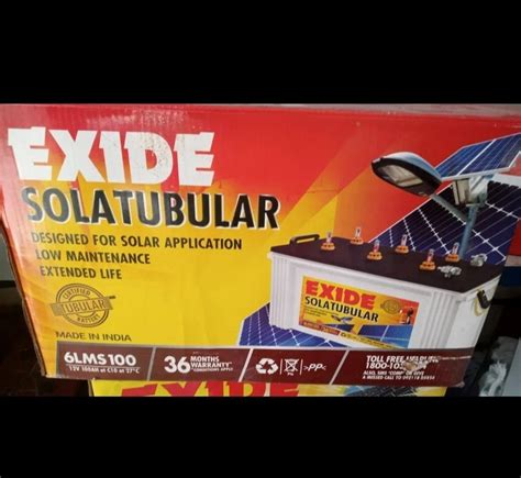 Exide Solar Battery 100ah 6lms100l At Rs 8275 Exide Solatubular