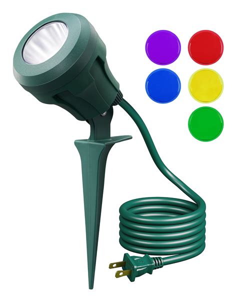 Edishine 120v Spotlight For Garden Yard Holiday 5 Extra Color Lenses