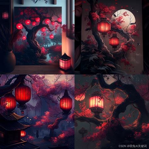 喜气的梅树与红灯笼 Csdn博客