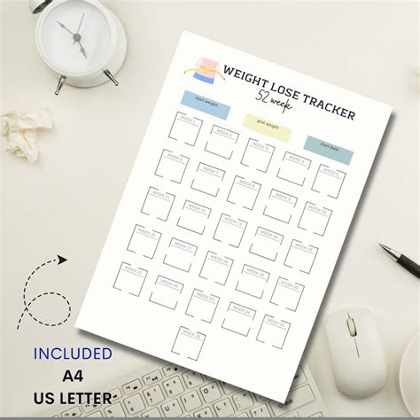 Weight Lose Tracker 52 Weeks Weekly Weight Lose Weight Management