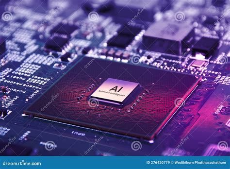 Ai Artificial Intelligence Concept Close Up Of Microprocessor On Mainboard Electronic Computer