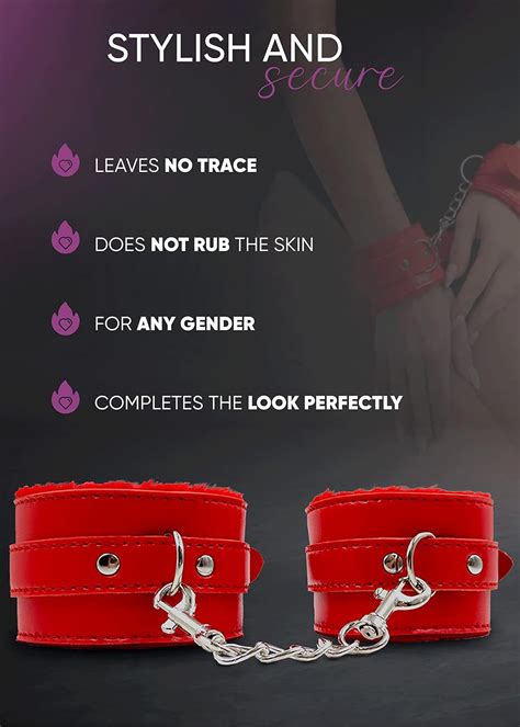 Red Fluffy Handcuffs Red Handcuffs Fluffy Red Faux Leather Fluffy
