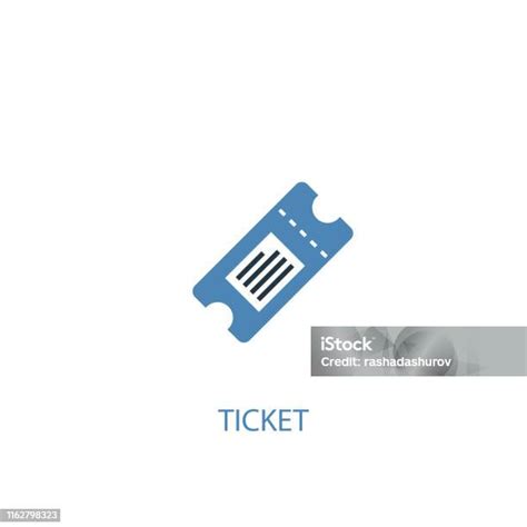 Konsep Tiket 2 Ikon Berwarna Ilustrasi Elemen Biru Sederhana Desain
