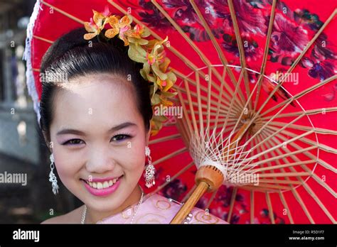Thailand Chiang Mai Chiang Mai Flower Festival Portrait Of Girl In