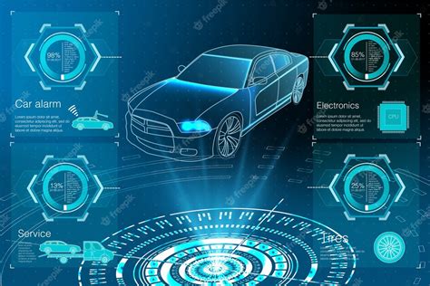 자동차 프로젝션 Hud Ui 추상 가상 그래픽 터치 사용자 인터페이스 프리미엄 벡터