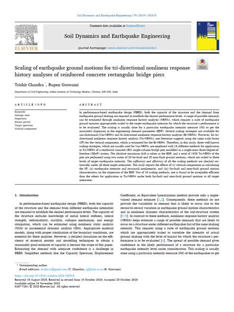 Scaling Of Earthquake Ground Motions For Tri Directional Nonlinear Response Pdf