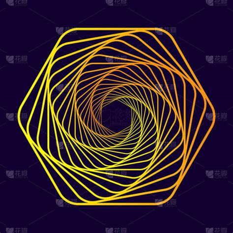扭曲的抽象线框隧道。彩色矢量图解