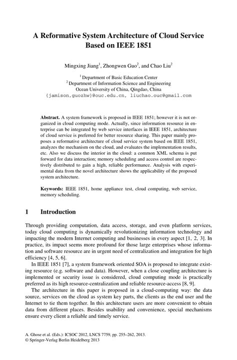 Pdf A Reformative System Architecture Of Cloud Service Based On Ieee 1851