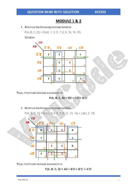 Vtucode Ddco Module Minimize The Following Boolean