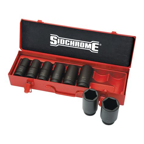 Piece Drive Long Impact Socket Set Metric SIDCHROME Tools Tool Storage