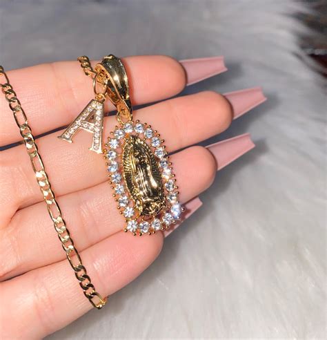 Iced Out Virgin Mary With Initial Golddipped