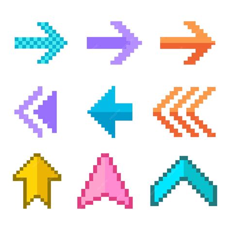 Premium Vector Arrow Pixel Art Pixel Cursor Arrow Set