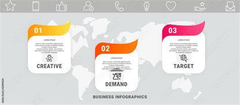 Vector Modern Infographics With Three Rectangles Business Concept With Graphic Steps And