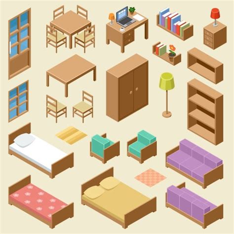 Furniture Isometric Icons Royalty Free Vector Image