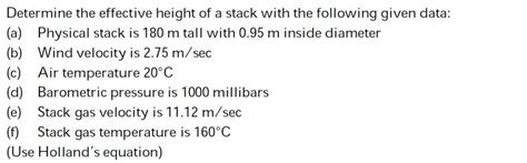 Solved Determine The Effective Height Of A Stack With The Chegg