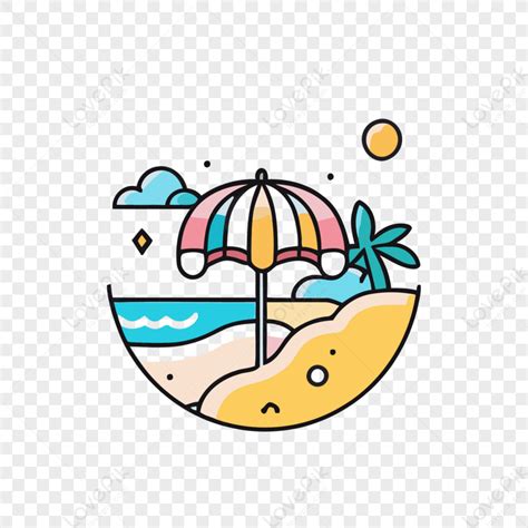 白色圓形框架中的海灘圖標 向量無花果製造框架海灘eps圖案素材免費下載，可愛卡通圖片，尺寸2134 × 2134px Lovepik