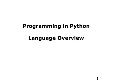Ppt Programming In Python Language Overview Powerpoint Presentation Free Download Id9309565