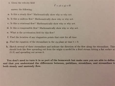 solved given the velocity field v rightarrrow xi yj