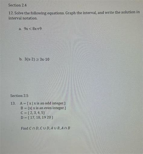 Solved 12 Solve The Following Equations Graph The